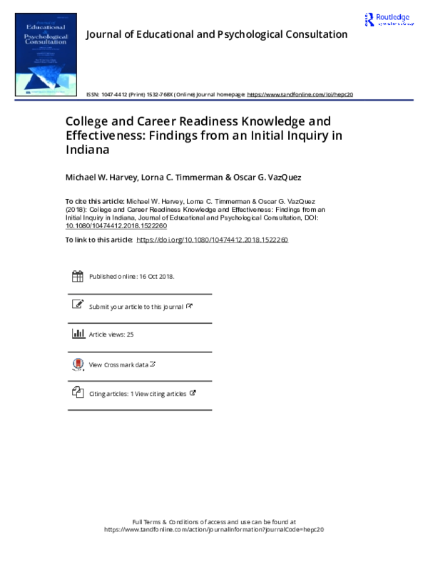 (PDF) College and Career Readiness Knowledge and Effectiveness ...