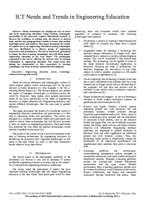 (PDF) ICT needs and trends in engineering education