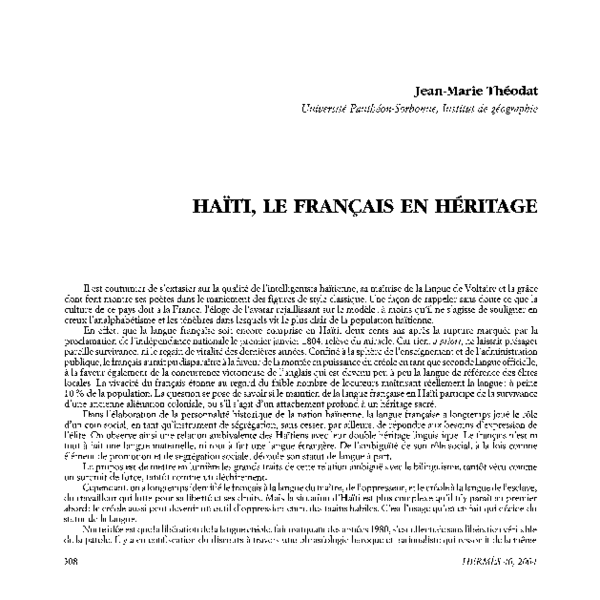 (PDF) Haïti, le français en héritage