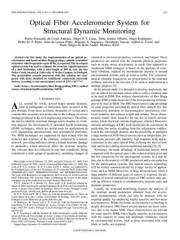 (PDF) Optical Fiber Accelerometer System for Structural Dynamic Monitoring