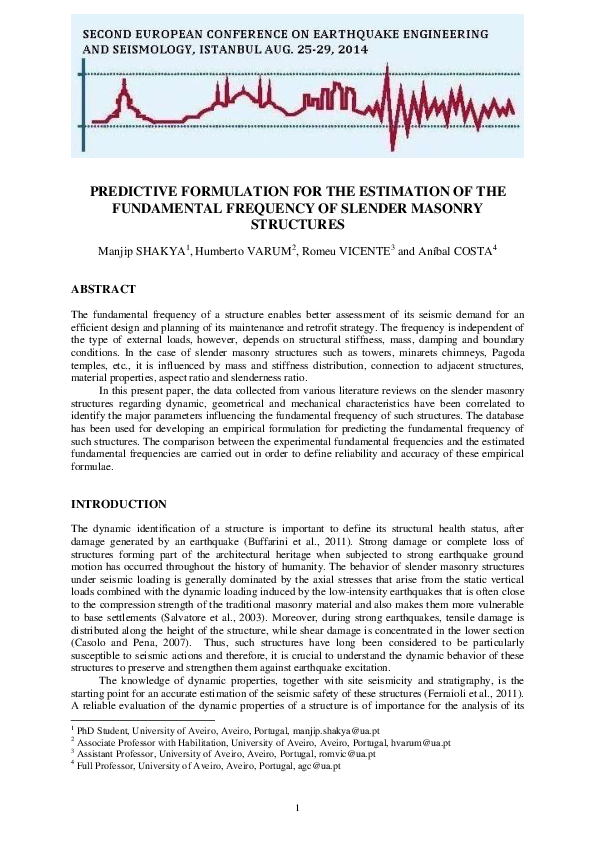 (PDF) Predictive Formulation for the Estimation of the Fundamental ...