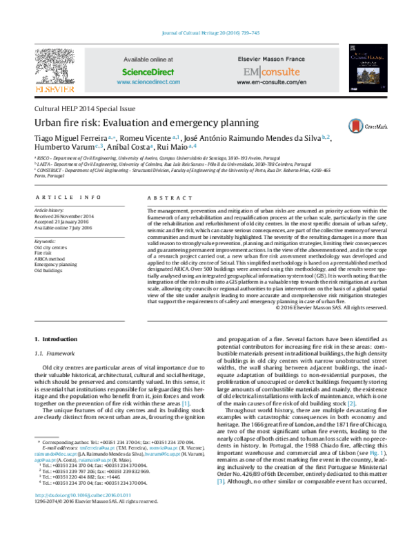 (PDF) Urban fire risk: Evaluation and emergency planning