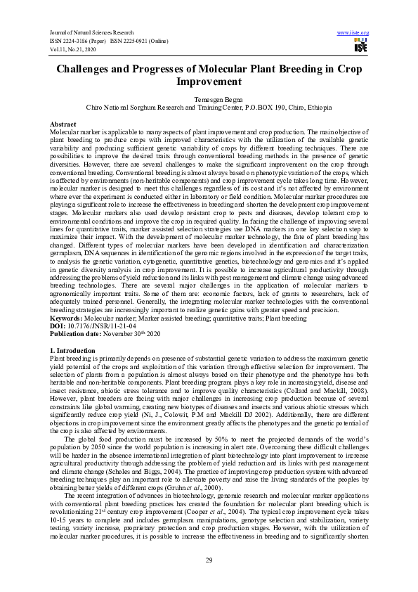 (PDF) Challenges and Progresses of Molecular Plant Breeding in Crop ...