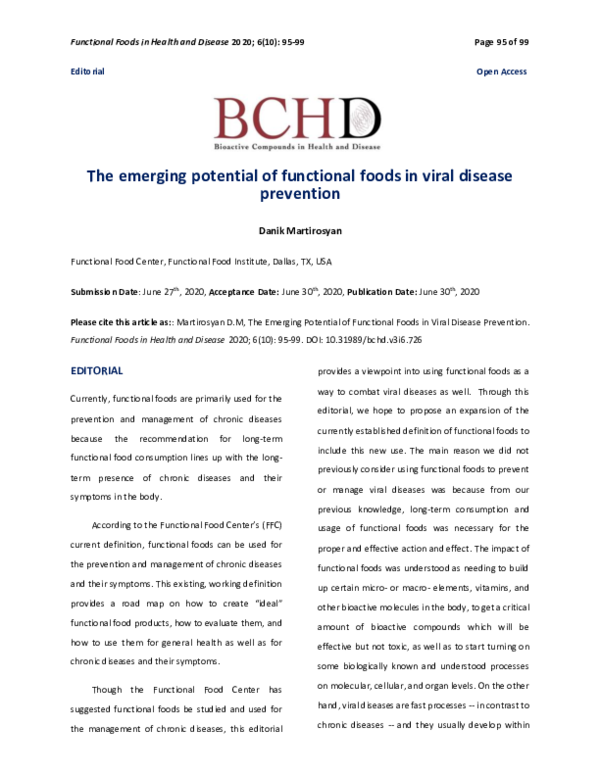 (PDF) The emerging potential of functional foods in viral disease ...