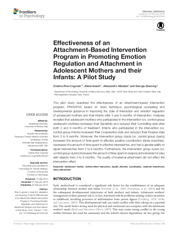 (PDF) Effectiveness of an Attachment-Based Intervention Program in ...