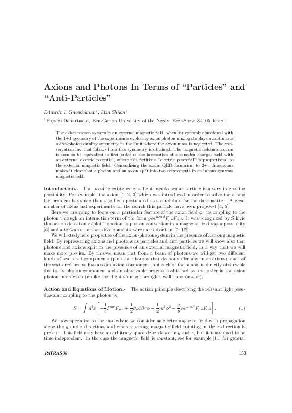 (PDF) Axions and Photons In Terms of 'Particles' and 'Anti-Particles