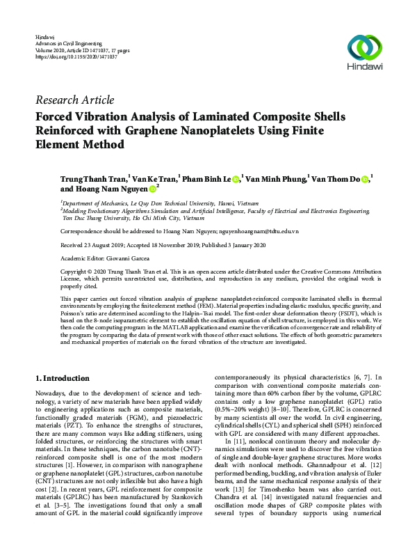 Pdf Forced Vibration Analysis Of Laminated Composite Shells Reinforced With Graphene