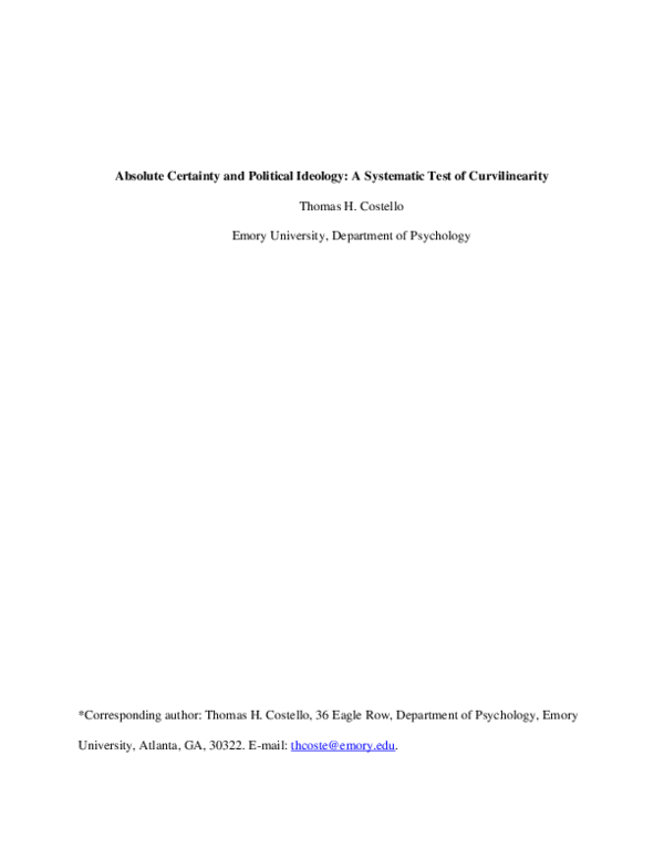(PDF) Absolute Certainty and Political Ideology: A Systematic Test of ...