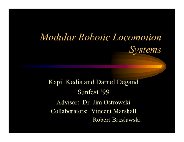 Pdf Modular Robotic Locomotion Systems