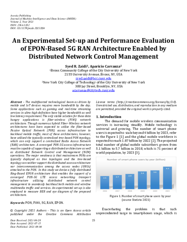Pdf An Experimental Set Up And Performance Evaluation Of Epon Based