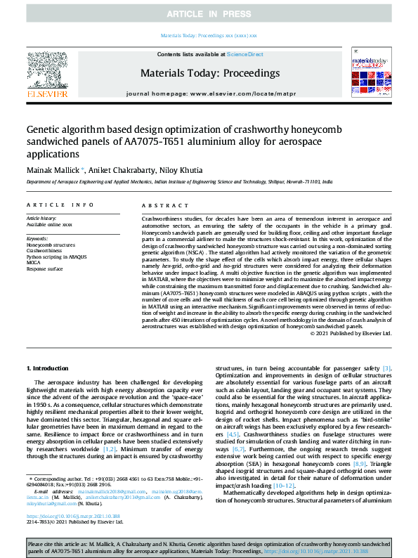 Pdf Genetic Algorithm Based Design Optimization Of Crashworthy