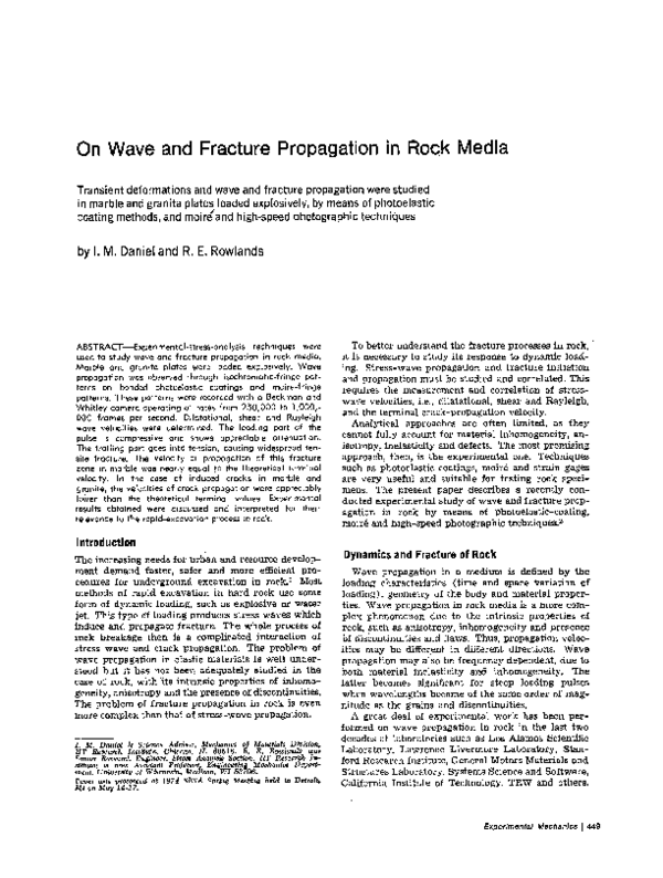 (PDF) On wave and fracture propagation in Rock Media