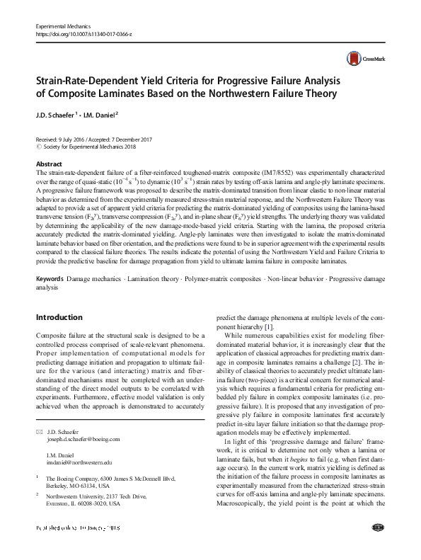 (PDF) Strain-Rate-Dependent Yield Criteria for Progressive Failure ...