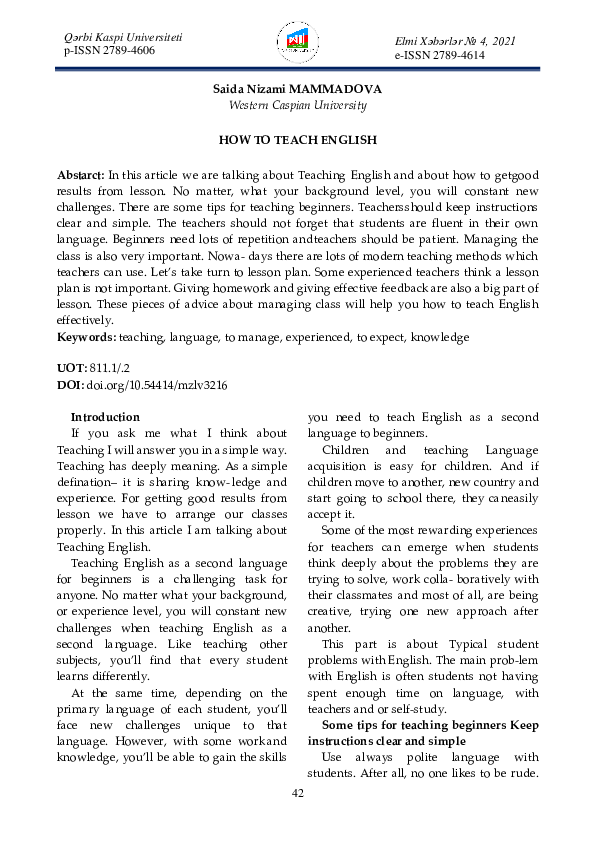 (PDF) How to teach English