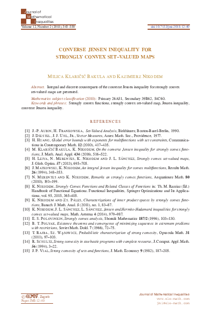 (PDF) Converse Jensen inequality for strongly convex set-valued maps