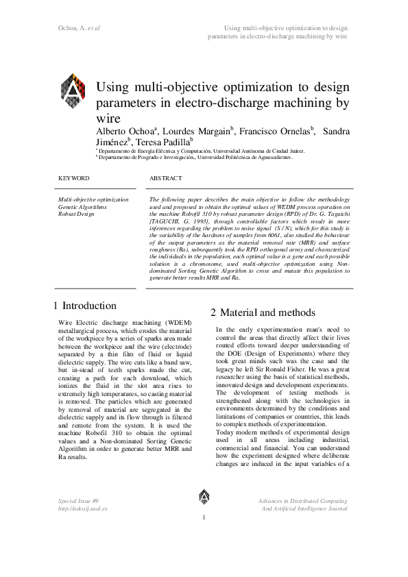 Pdf Using Multi Objective Optimization To Design Parameters In