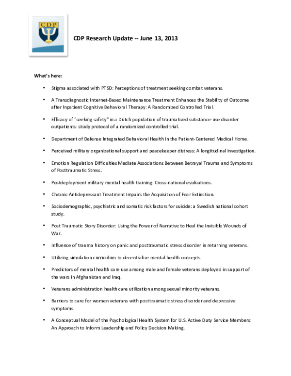 (PDF) Stigma associated with PTSD: Perceptions of treatment seeking ...
