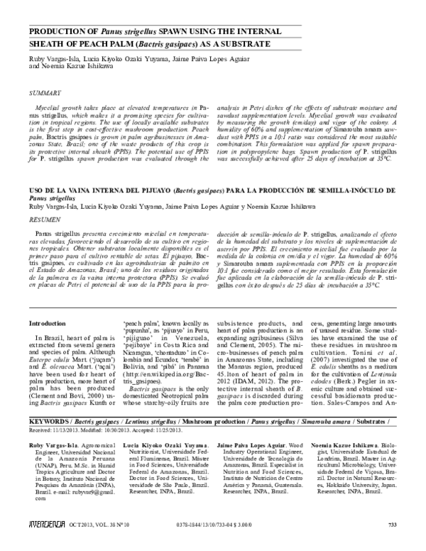 (PDF) Production of Panus strigellus spawn using the internal sheath of ...