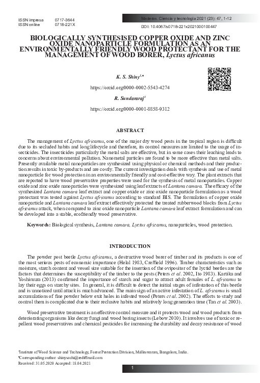 (PDF) Biologically synthesised copper oxide and zinc oxide nanoparticle ...