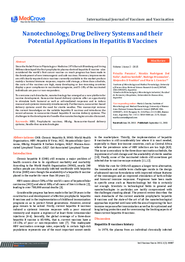 (PDF) Nanotechnology, Drug Delivery Systems and their Potential ...