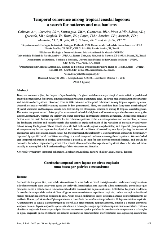 (PDF) Temporal coherence among tropical coastal lagoons: a search for ...
