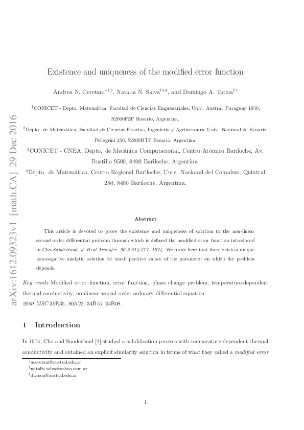 Pdf Existence And Uniqueness Of The Modified Error Function