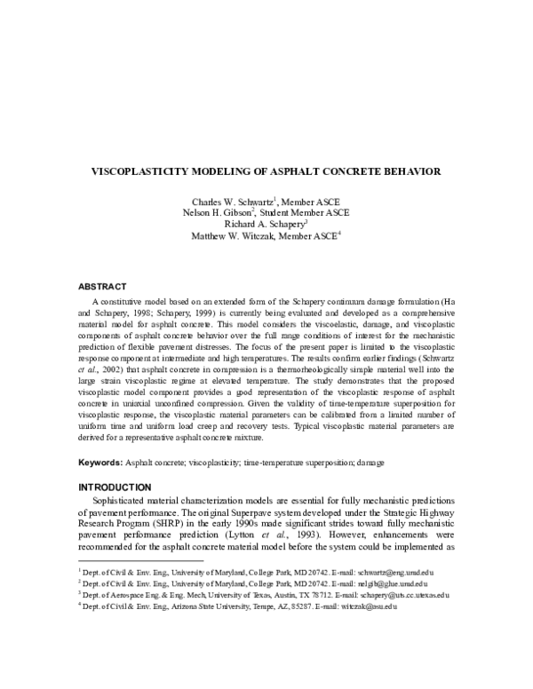 (PDF) Viscoplasticity Modeling of Asphalt Concrete Behavior