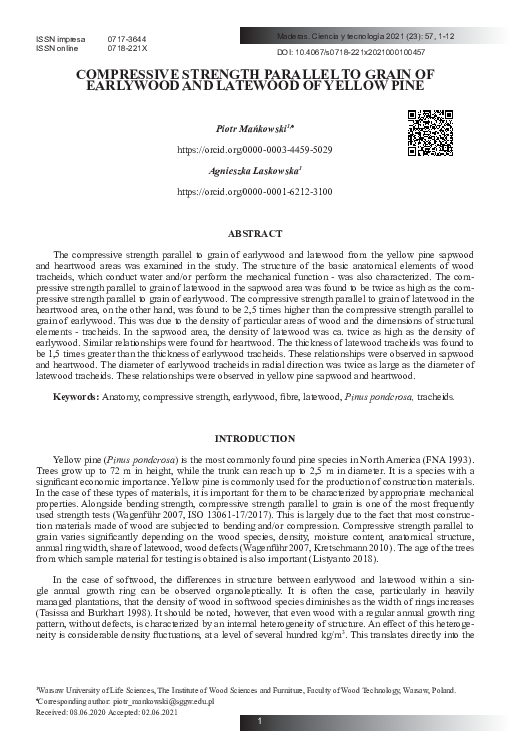 (PDF) Compressive strength parallel to grain of earlywood and latewood ...