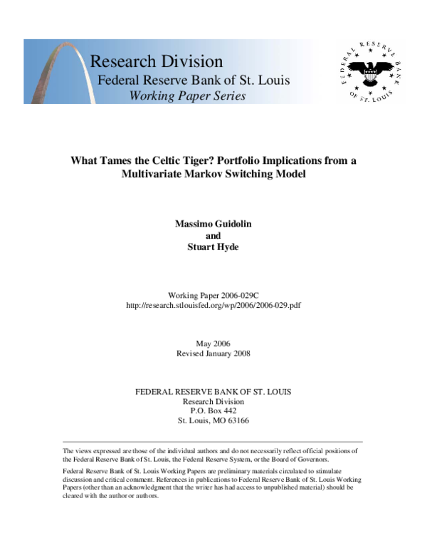 (PDF) What tames the Celtic Tiger? Portfolio implications from a ...