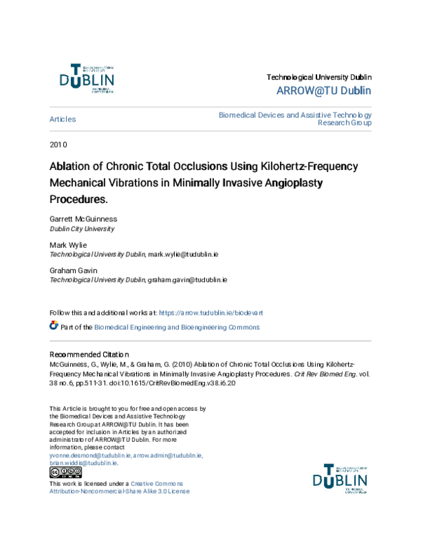 (PDF) Ablation of Chronic Total Occlusions Using Kilohertz-Frequency Mechanical Vibrations in ...