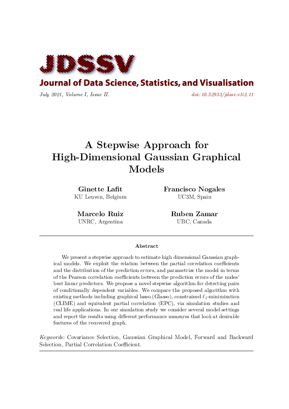 Pdf A Stepwise Approach For High Dimensional Gaussian Graphical Models