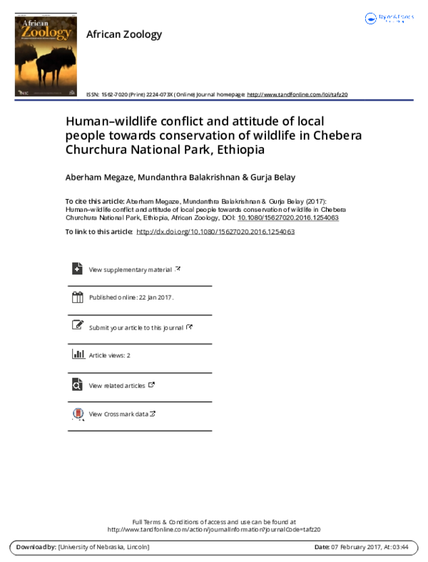 (PDF) Human-wildlife conflict and attitude of local people towards ...