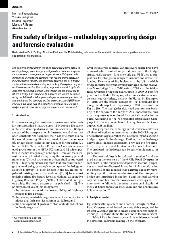 (PDF) Fire safety of bridges - methodology supporting design and ...