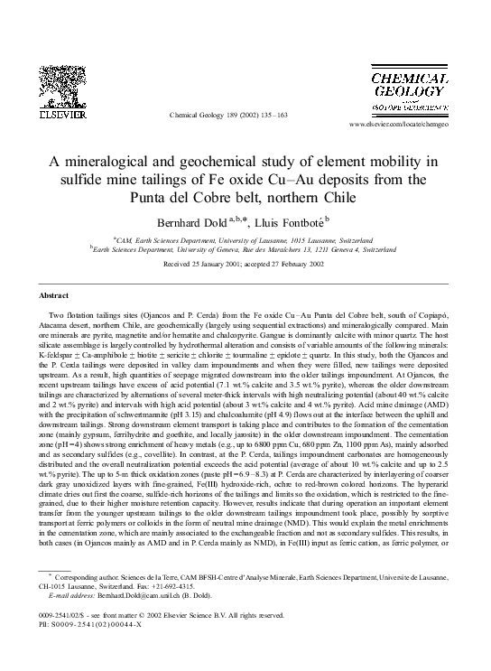 (PDF) A mineralogical and geochemical study of element mobility in ...