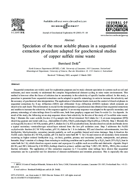 (PDF) Speciation of the most soluble phases in a sequential extraction procedure adapted for ...