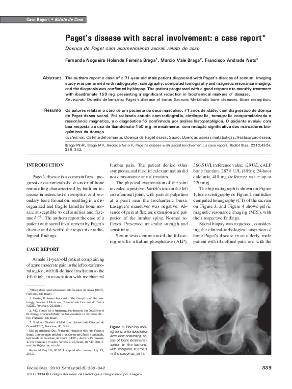 (PDF) Doença de Paget com acometimento sacral: relato de caso | Marcio ...