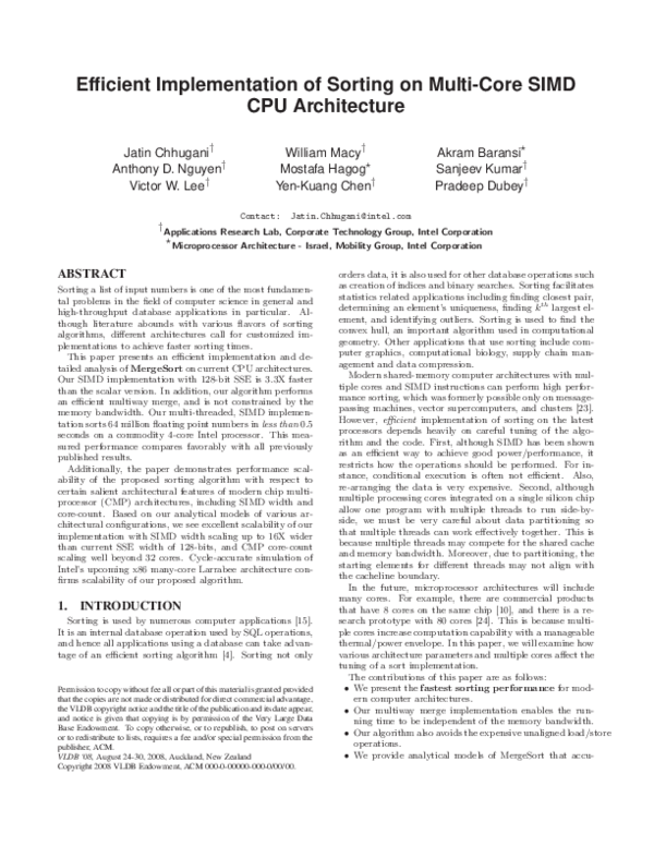 PDF Efficient Implementation Of Sorting On Multi core SIMD CPU PDF Efficient Implementation Of Sorting On Multi core SIMD CPU
