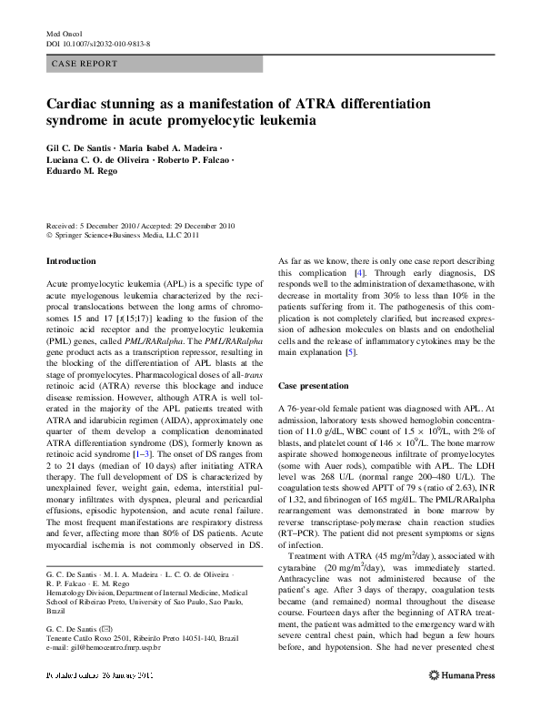 (PDF) Cardiac stunning as a manifestation of ATRA differentiation ...