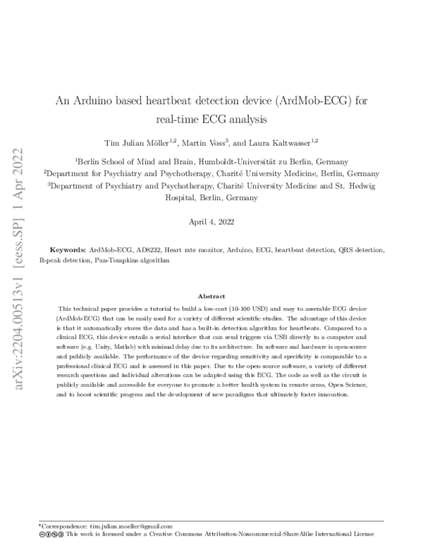 Pdf An Arduino Based Heartbeat Detection Device Ardmob Ecg For Real Time Ecg Analysis