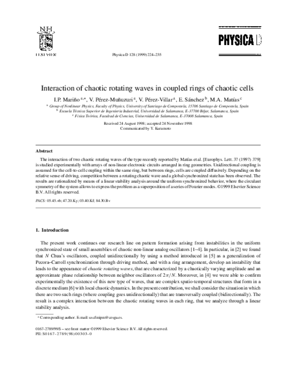 (PDF) Interaction of chaotic rotating waves in coupled rings of chaotic ...