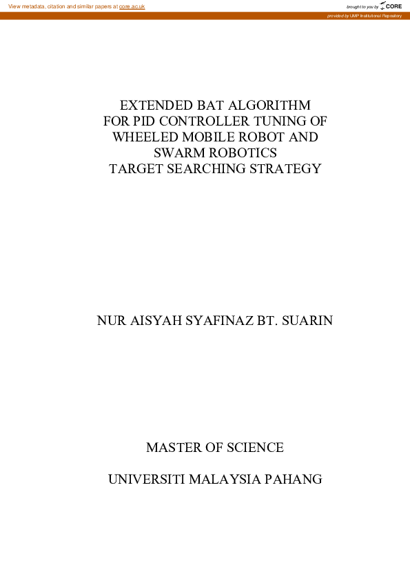 (PDF) Extended bat algorithm for PID controller tuning of wheeled mobile robot and swarm ...