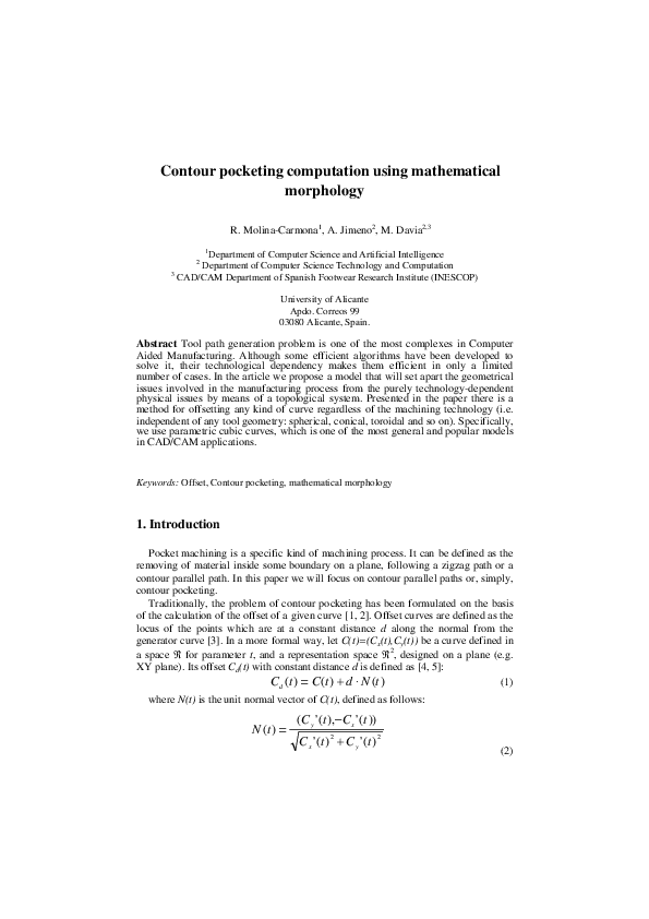 Pdf Contour Pocketing Computation Using Mathematical Morphology