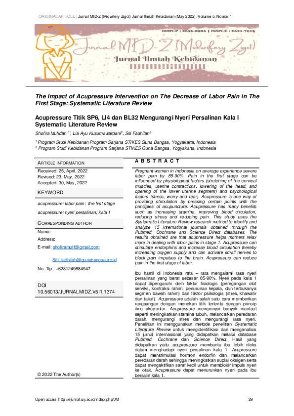 (PDF) Acupressure Titik SP6, LI4 dan BL32 Mengurangi Nyeri Persalinan ...