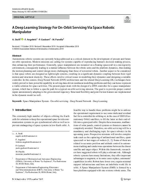 (PDF) A Deep Learning Strategy For On-Orbit Servicing Via Space Robotic ...
