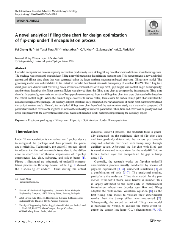 (PDF) A novel analytical filling time chart for design optimization of flip-chip underfill ...