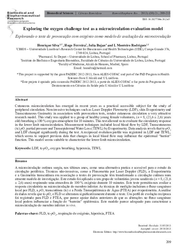 (PDF) Exploring the oxygen challenge test as a microcirculation ...