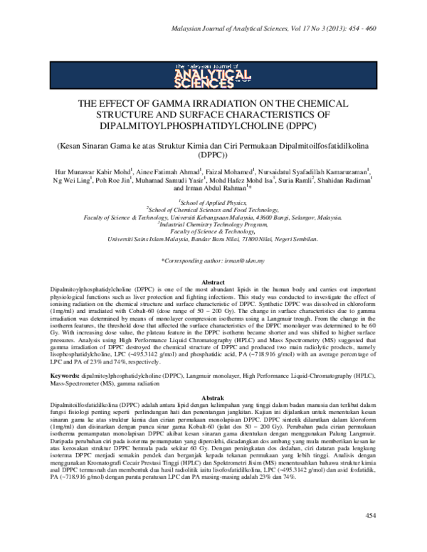 (PDF) THE EFFECT OF GAMMA IRRADIATION ON THE CHEMICAL STRUCTURE AND ...