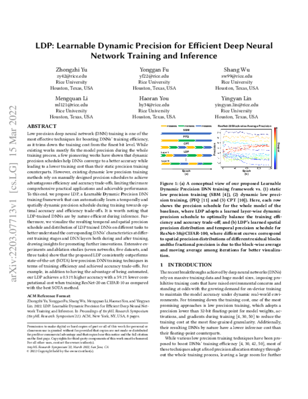 Pdf Ldp Learnable Dynamic Precision For Efficient Deep Neural