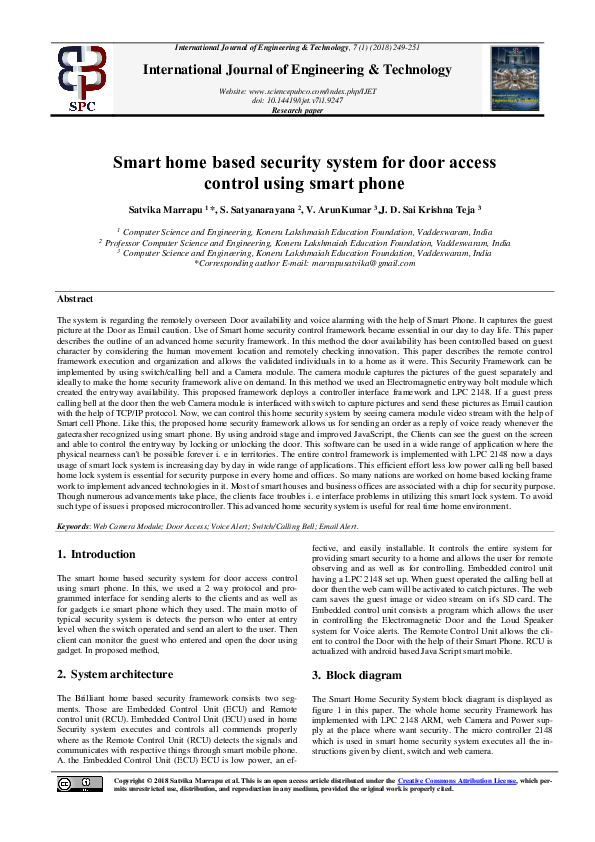 (PDF) Smart home based security system for door access control using ...