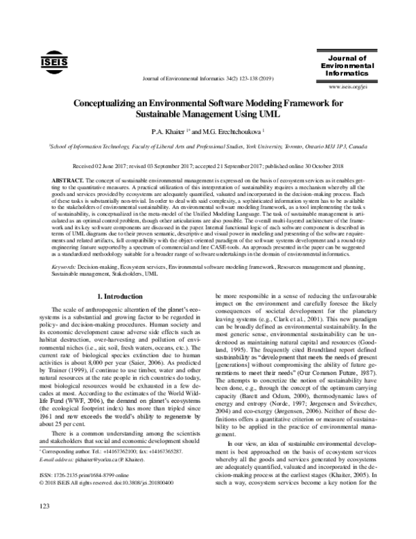 (PDF) Conceptualizing an Environmental Software Modeling Framework for ...